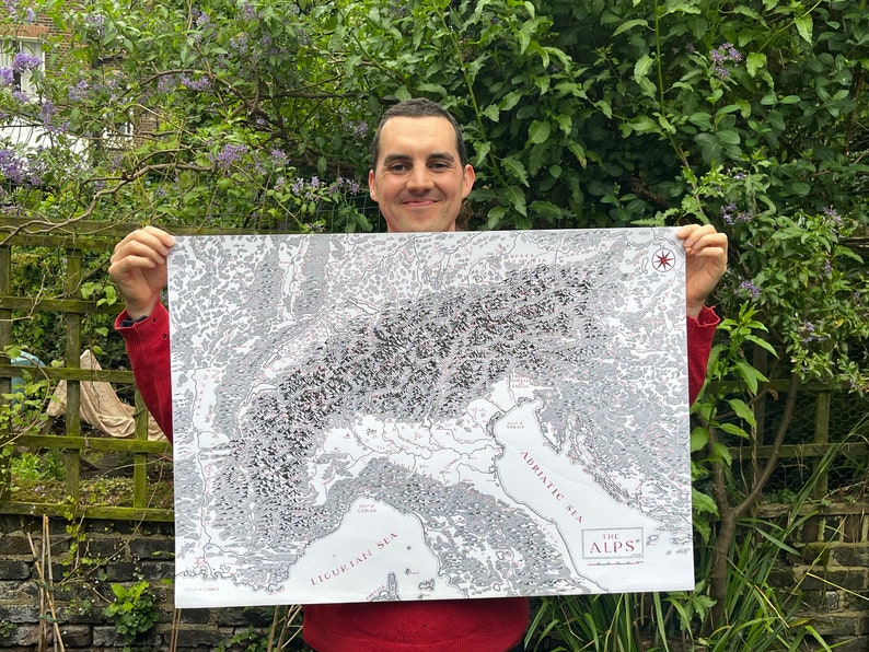 The Alps Map Inspired by Tolkien Carte Des Alpes Mappa Delle Alpi Karte ...