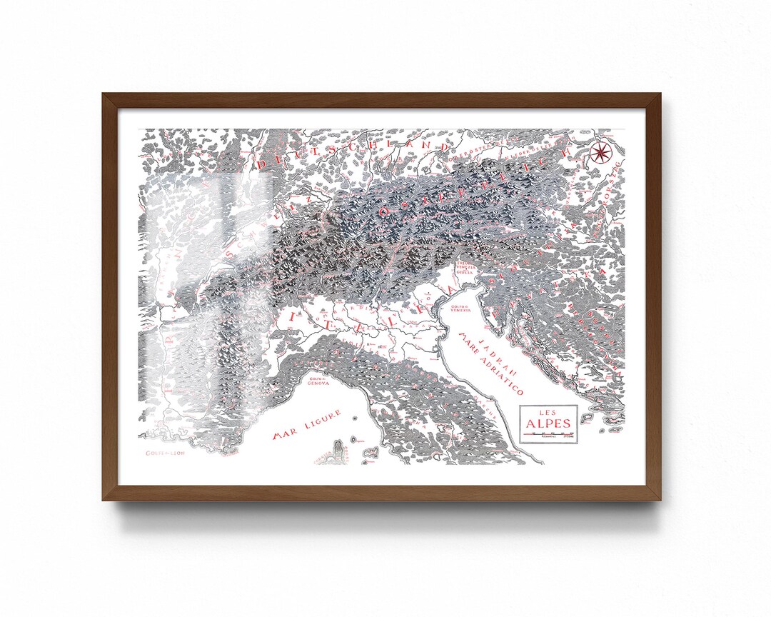 The Alps Map (native Language Edition) Inspired by Tolkien • Fine Art ...