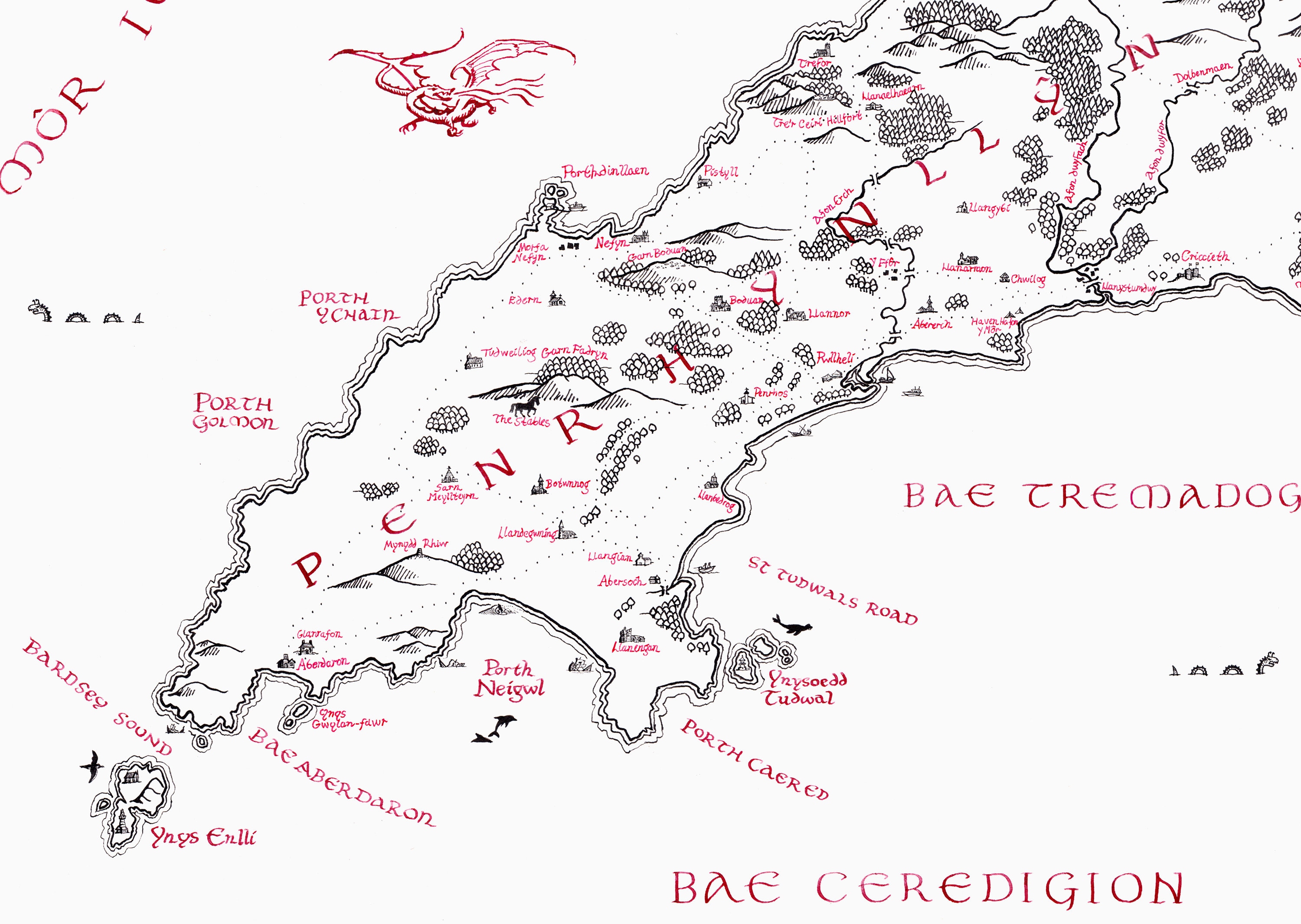 Penrhyn Llŷn Peninsula Map Inspired by Tolkien - Etsy Australia
