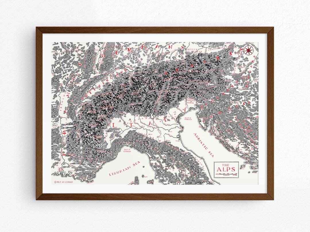 The Alps Map Inspired by Tolkien Carte Des Alpes Mappa Delle Alpi Karte Der Alpen Zemljevid Alp ...