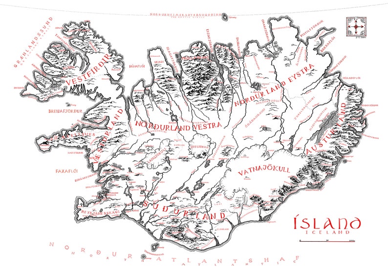 Iceland Map Inspired by Tolkien • Fine Art Print by Joshua Tabti Art - Etsy