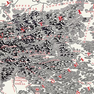 The Alps Map Inspired by Tolkien Carte Des Alpes Mappa Delle Alpi Karte ...