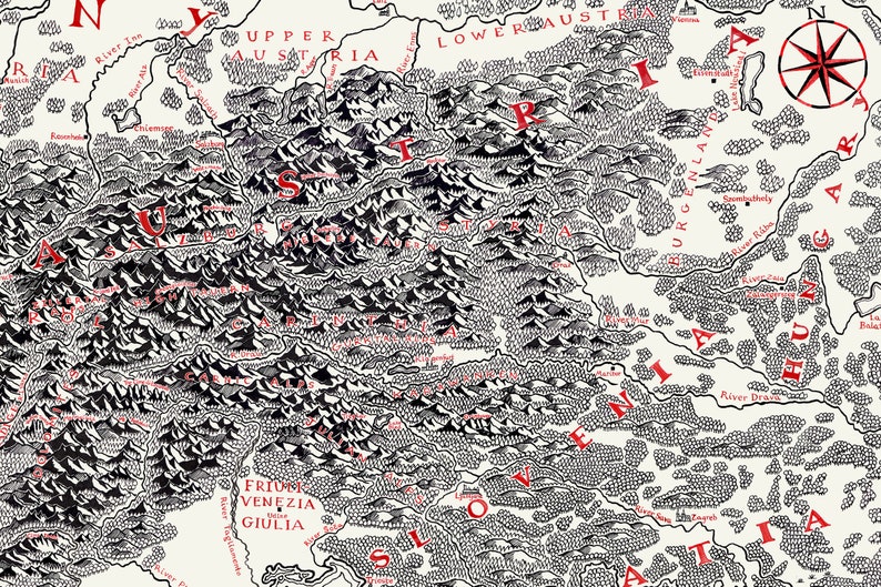 The Alps Map Inspired by Tolkien Carte Des Alpes Mappa Delle Alpi Karte ...