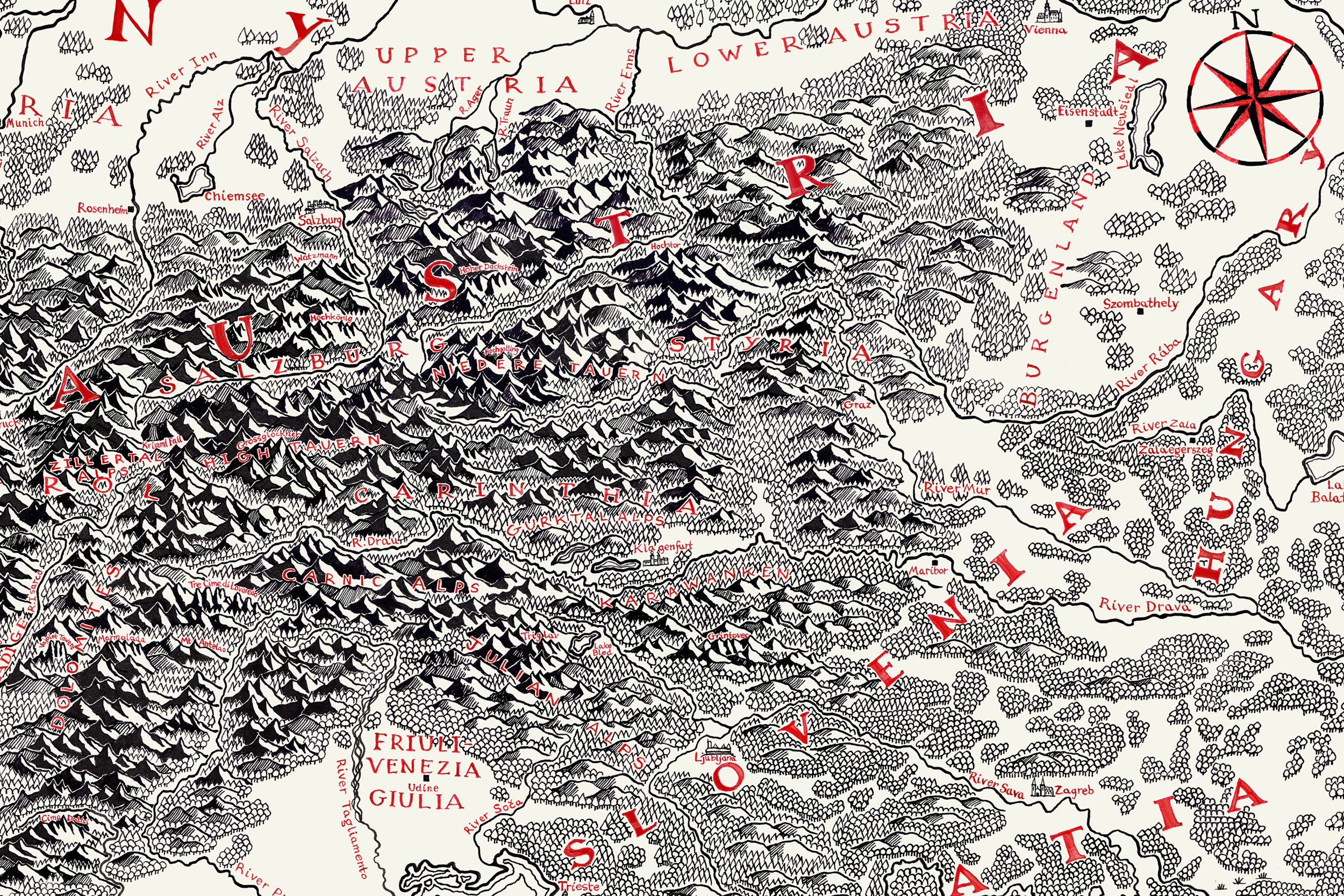 The Alps Map Inspired by Tolkien Carte Des Alpes Mappa Delle Alpi Karte ...