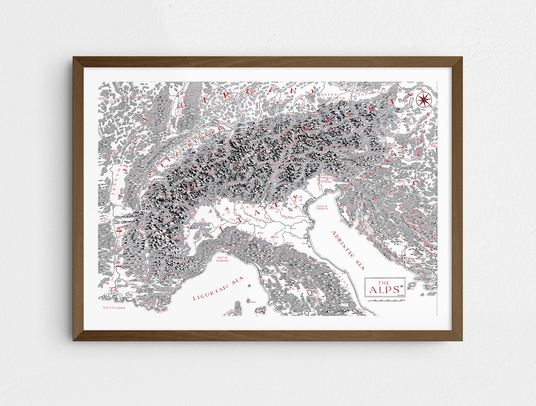 The Alps Map Inspired by Tolkien Carte Des Alpes Mappa Delle Alpi Karte ...
