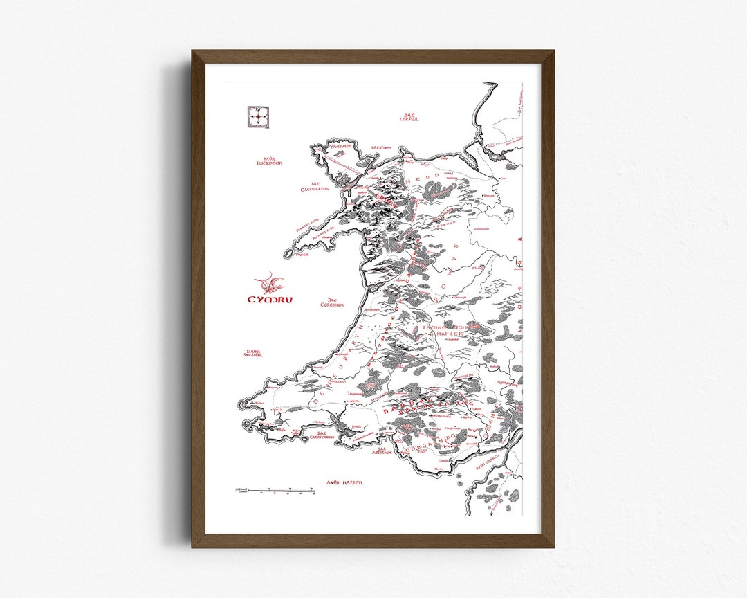 Cymru Map Inspired by Tolkien - Etsy UK