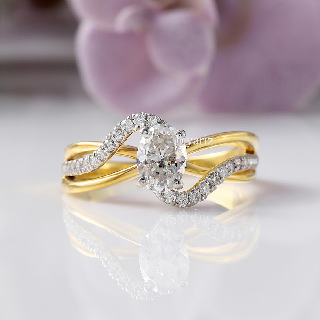 Swirl Bypass Wedding Ring, IGI Certified Oval & Round Cut Lab Grown ...