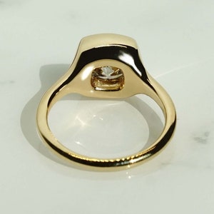 Round Cut Moissanite Ring, Square Bezel Set Moissanite Engagement Ring, Solitaire Wedding Ring ...