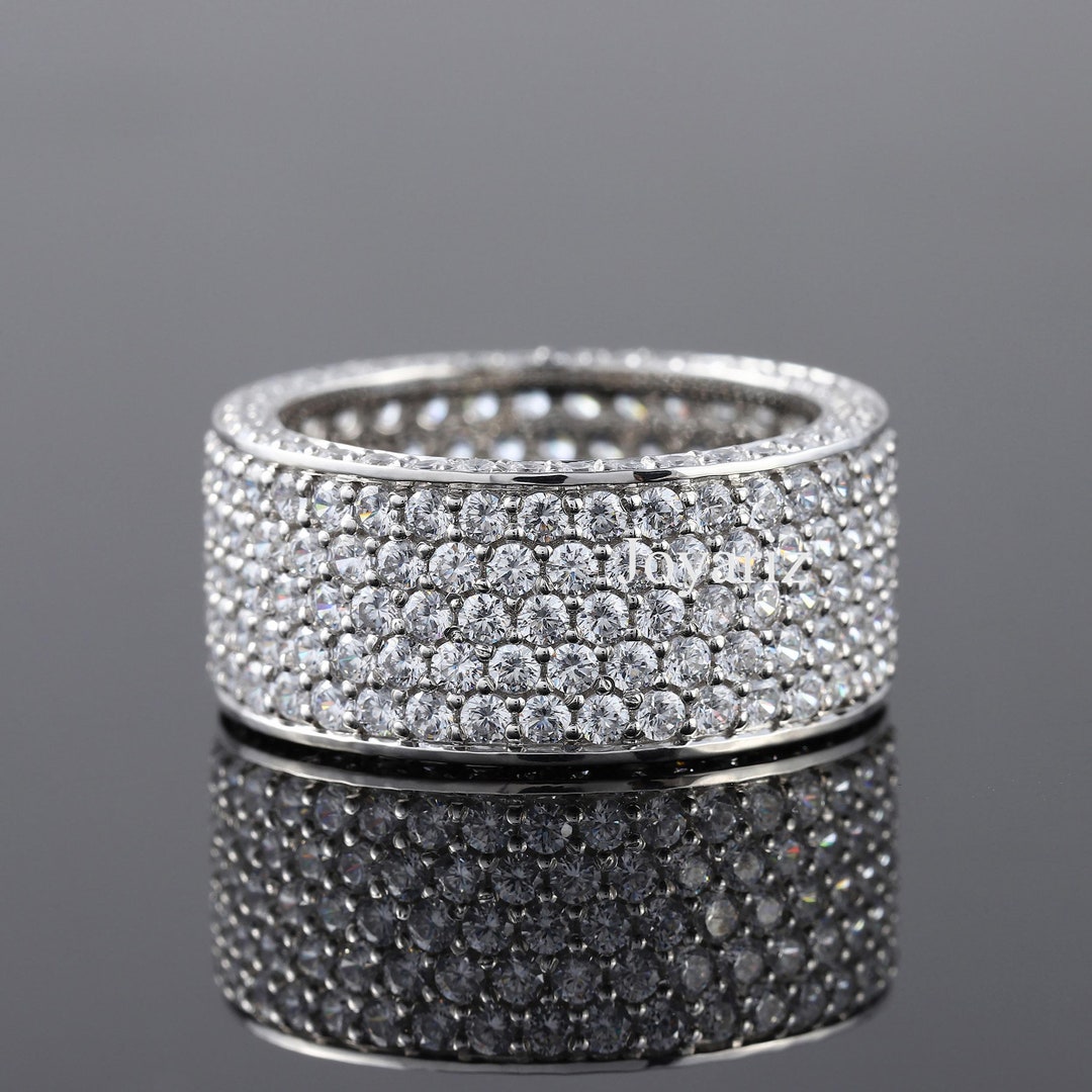 Full Eternity Wide Band Lab Grown Diamond Ring, Round Cut Lab Grown ...