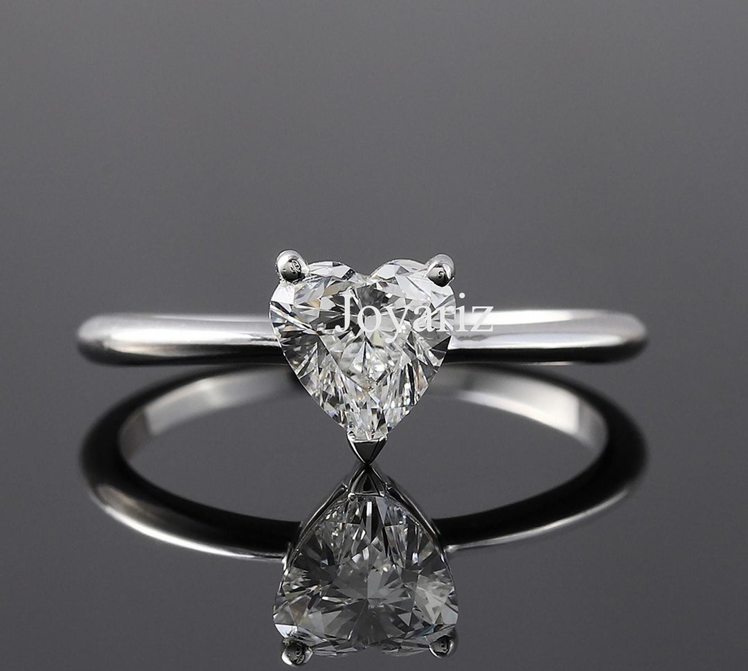 Solitaire Engagement Ring, Heart Shape Lab Grown Diamond Engagement ...