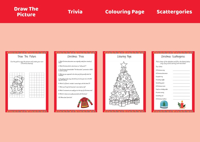 Kids Activity Book Christmas Theme - Etsy