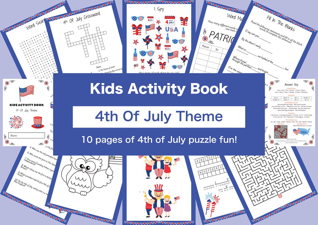 Kids Activity Book 4th of July Theme - Etsy