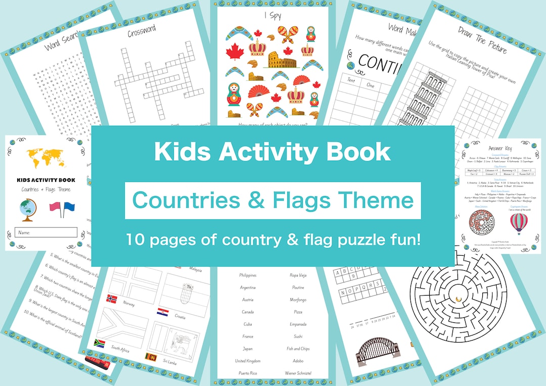 Kids Activity Book Countries & Flags Theme - Etsy