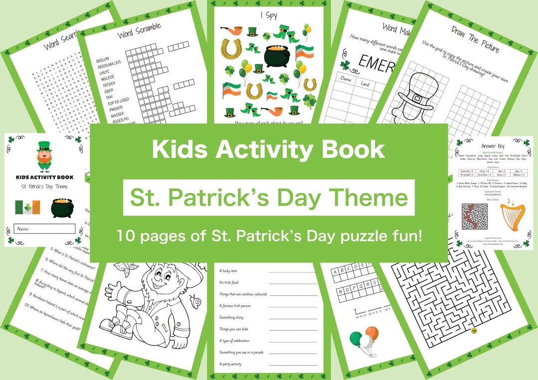 Kids Activity Book St. Patrick's Day Theme - Etsy