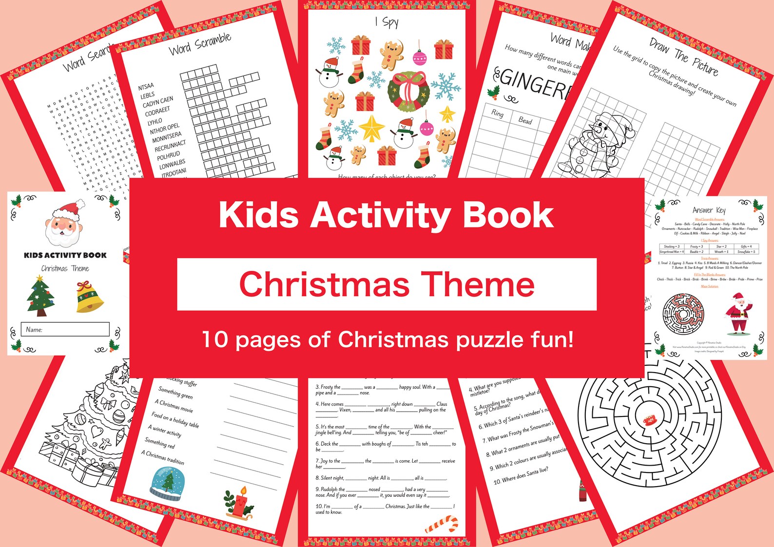 Kids Activity Book Christmas Theme - Etsy
