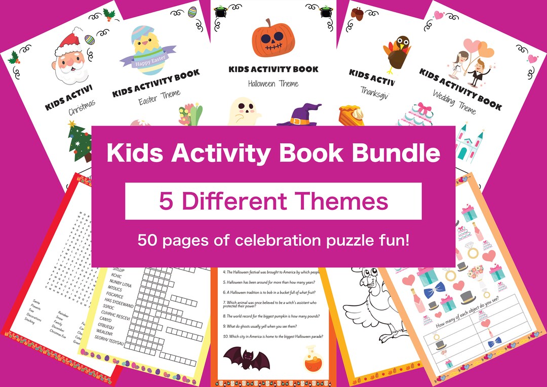 Kids Activity Book Bundle Christmas, Easter, Halloween, Thanksgiving ...