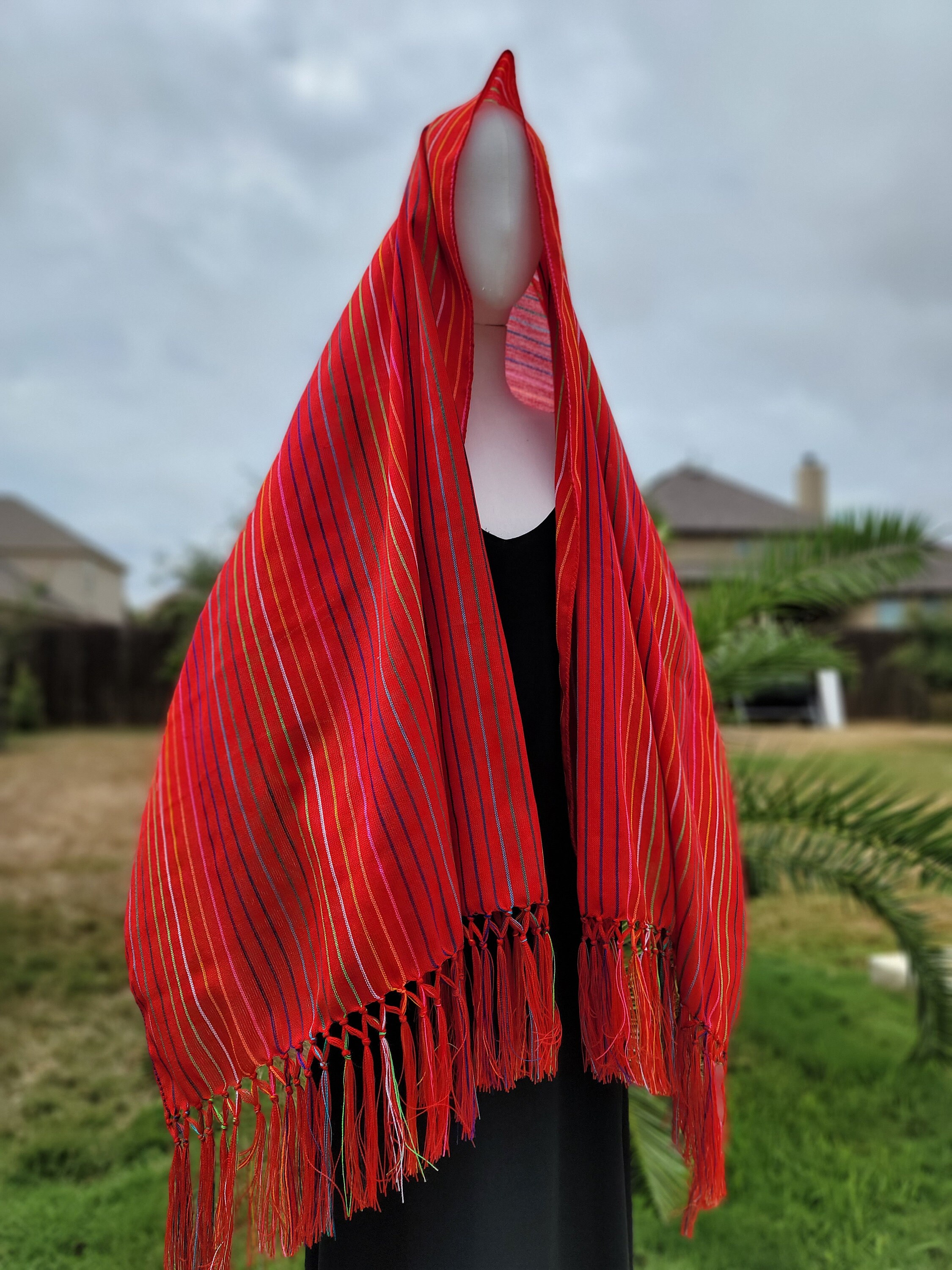 Mexican Shawl Made With Cambaya Fabric, Rebozo Mexicano Hecho Con Tela ...
