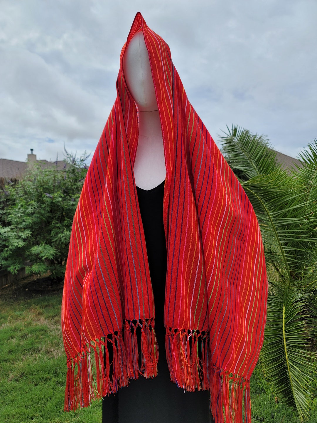 Mexican Shawl Made With Cambaya Fabric, Rebozo Mexicano Hecho Con Tela ...
