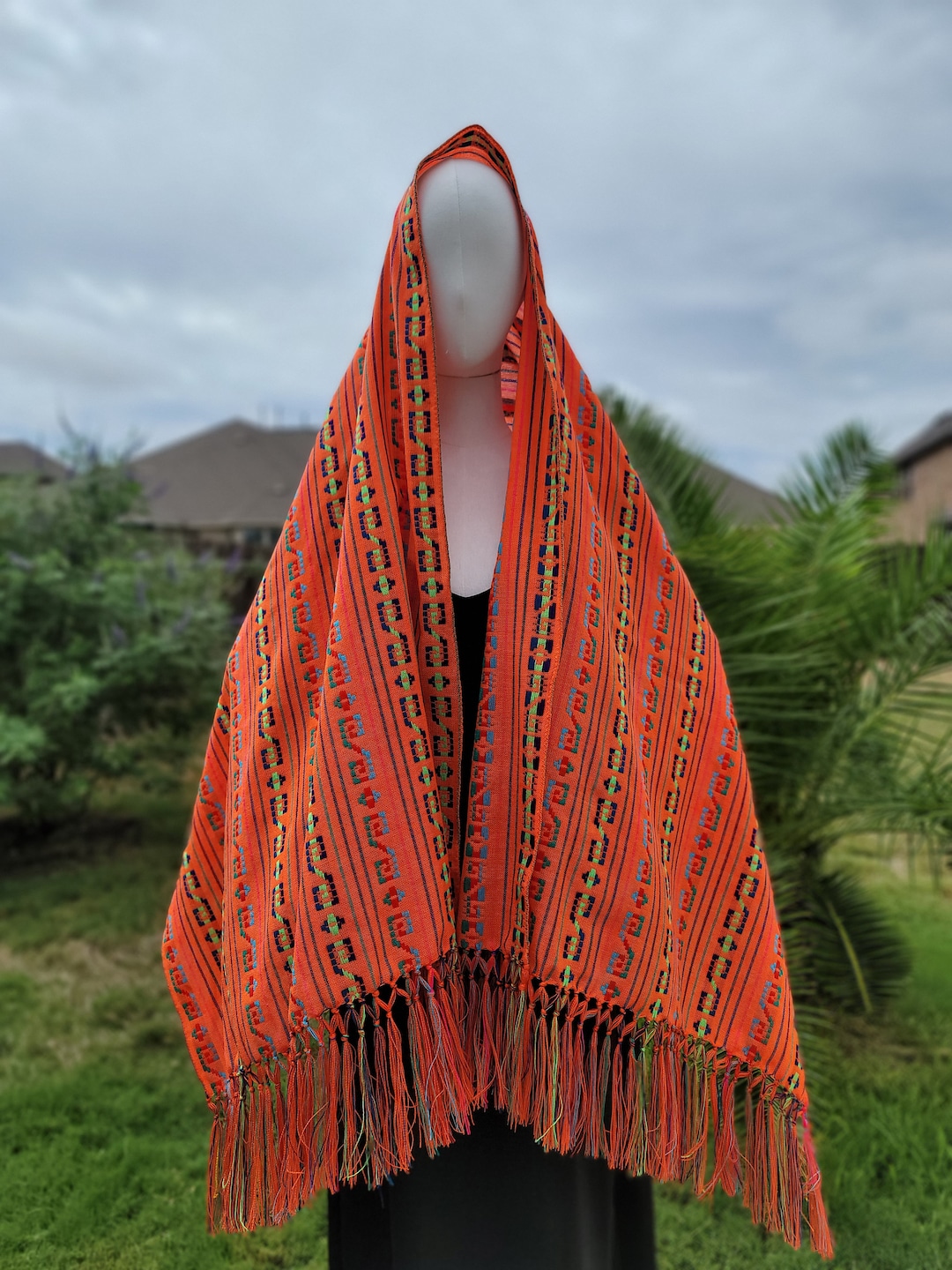 Mexican Shawl Made With Cambaya Fabric, Rebozo Mexicano Hecho Con Tela ...
