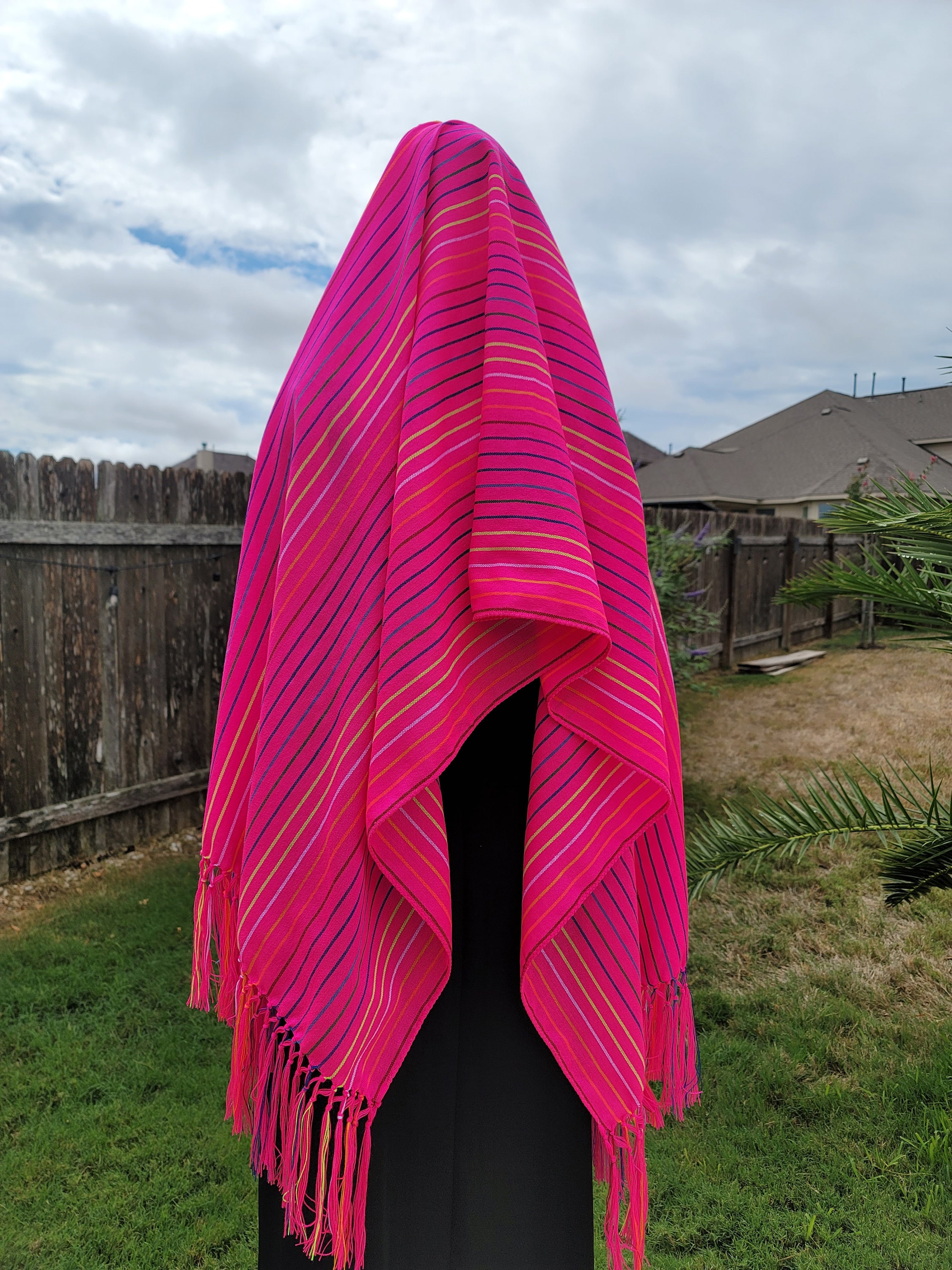 Mexican Shawl Made With Cambaya Fabric, Rebozo Mexicano Hecho Con Tela ...