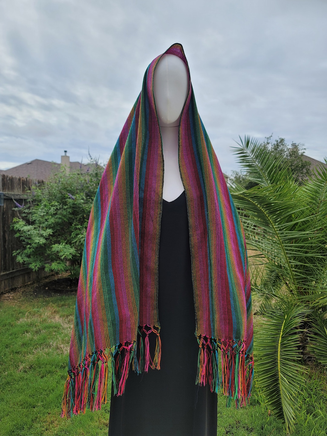 Mexican Shawl Made With Cambaya Fabric, Rebozo Mexicano Hecho Con Tela ...