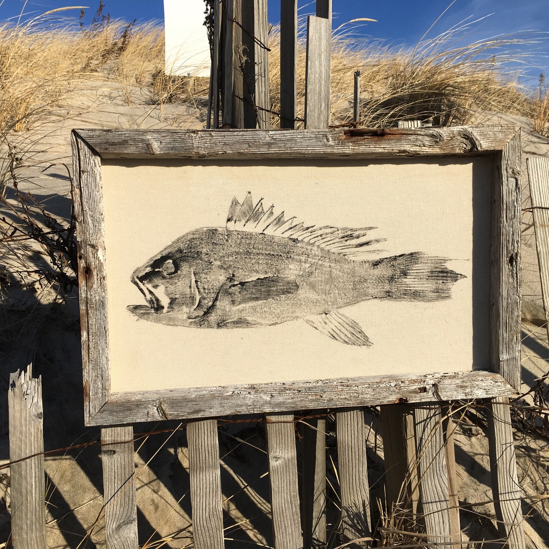 Fish Print in Driftwood Frame - Etsy