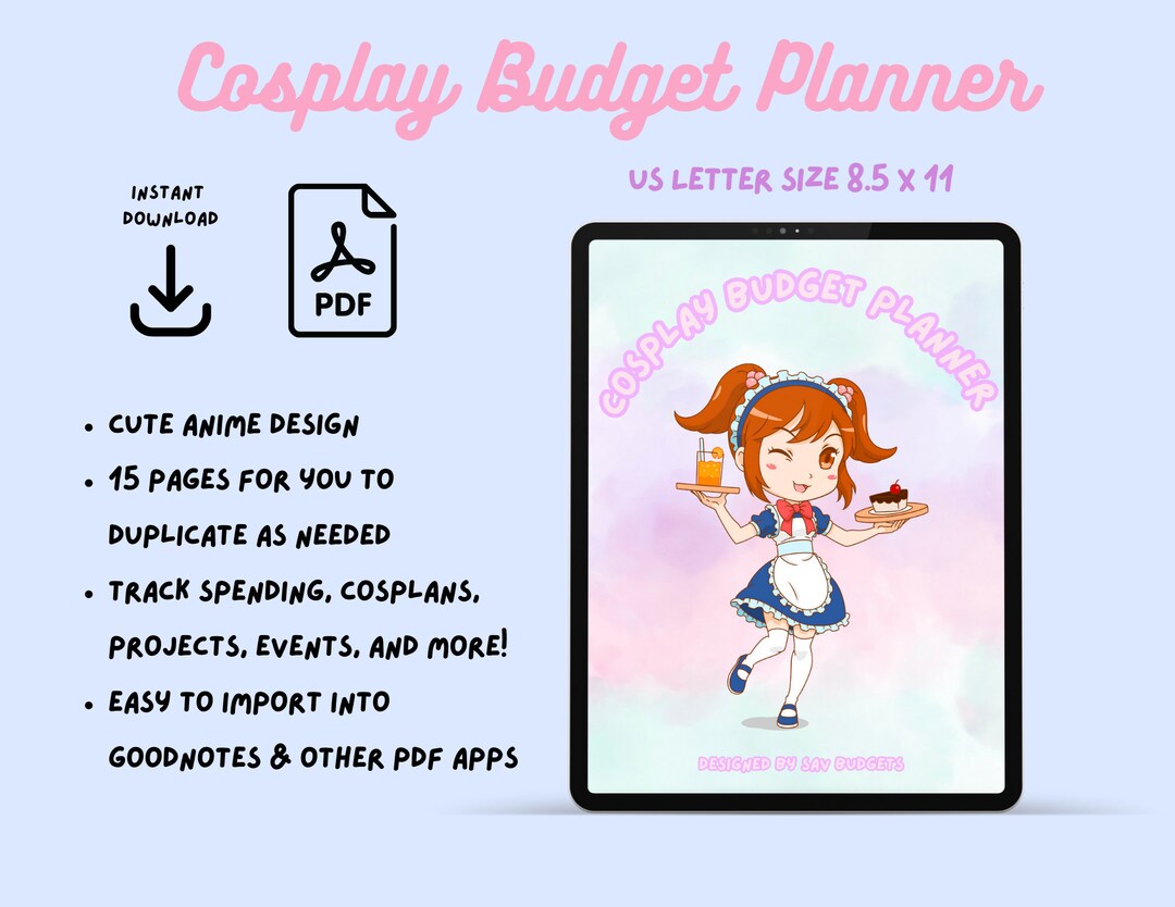 DIGITAL Cosplay Budget Planner Cosplayer Planner Kawaii - Etsy