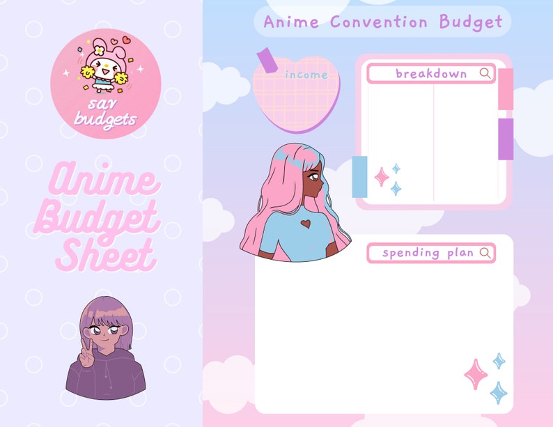 DIGITAL Anime Budget Sheet Anime Covention Budget Sheet - Etsy