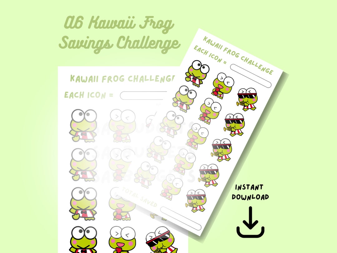 DIGITAL A6 Kawaii Frog Savings Challenge, Kawaii Character, Cash ...