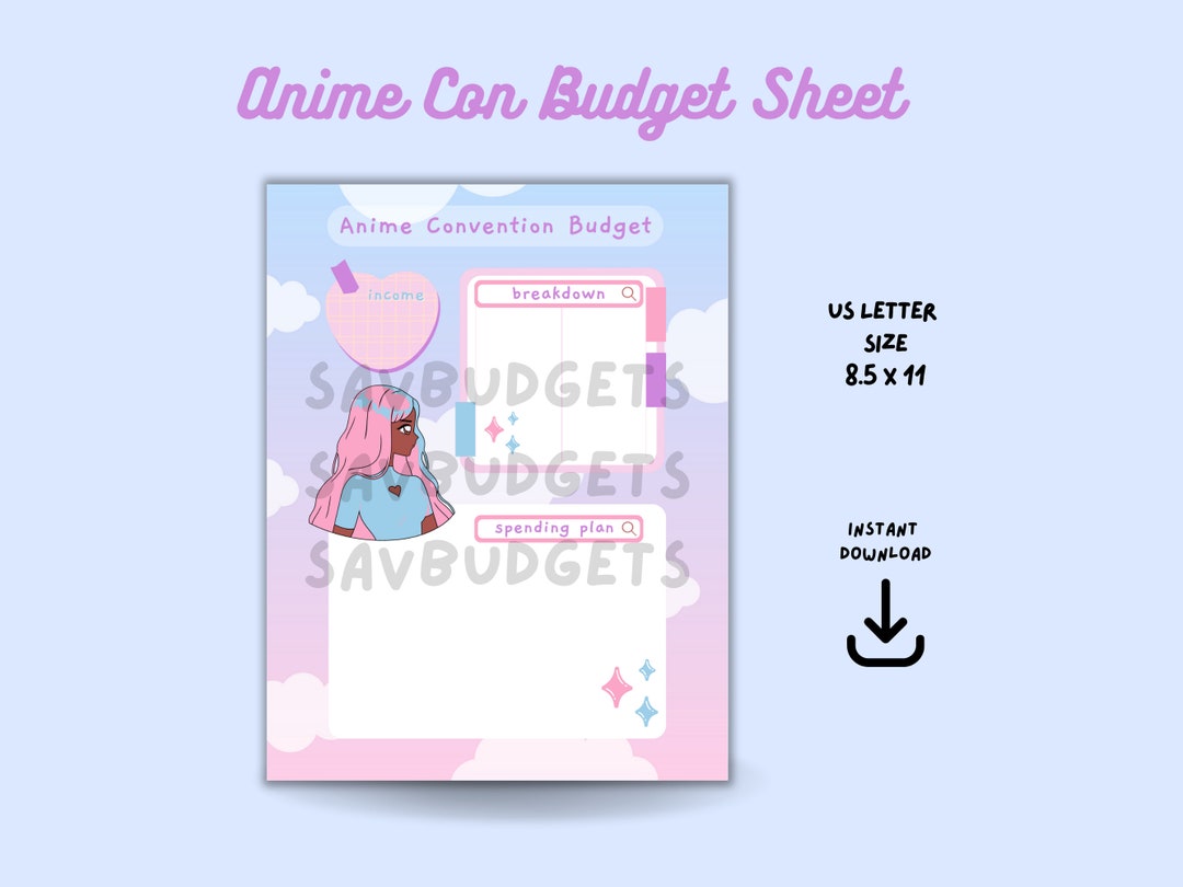 DIGITAL Anime Budget Sheet, Anime Covention Budget Sheet, Anime Budget ...
