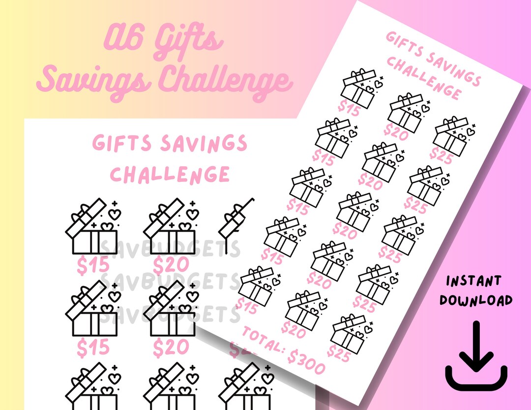 DIGITAL A6 Gift Savings Challenge Monthly Savings Challenge - Etsy