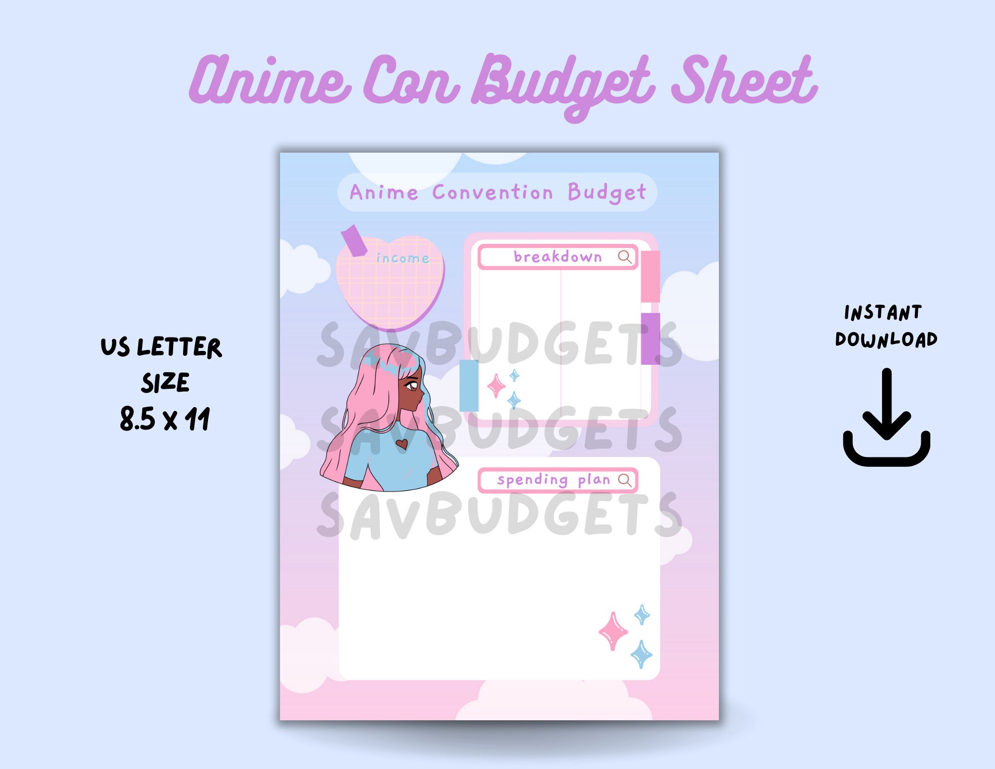 DIGITAL Anime Budget Sheet Anime Covention Budget Sheet - Etsy