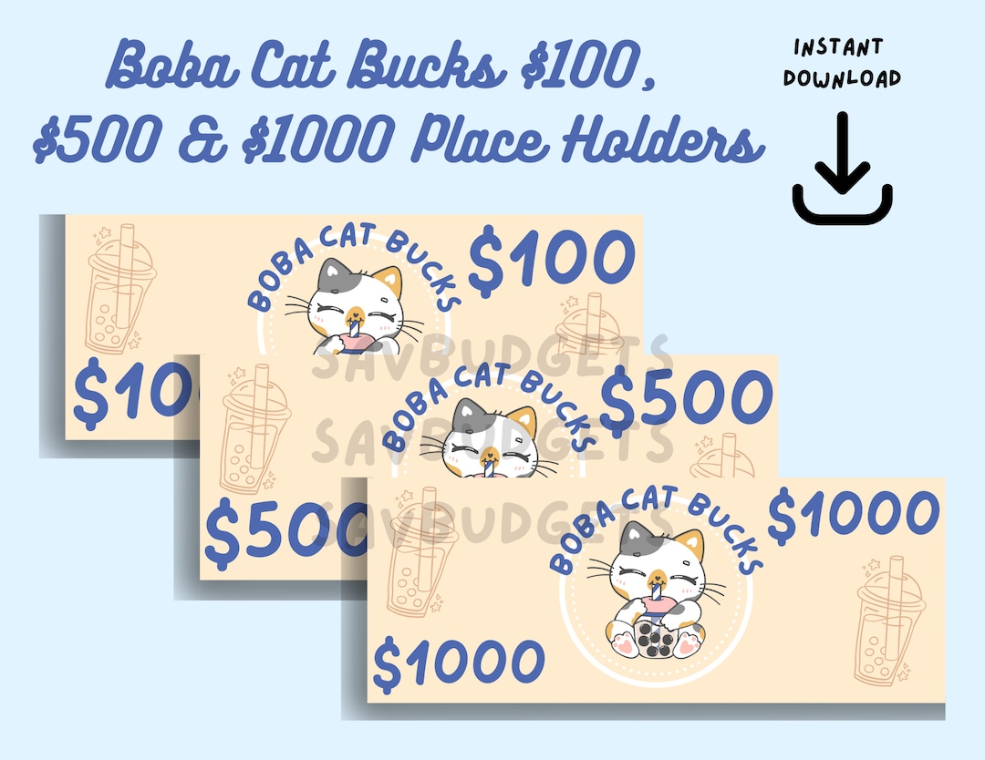 DIGITAL Boba Cat Placeholders 500 Placeholders 1000 - Etsy