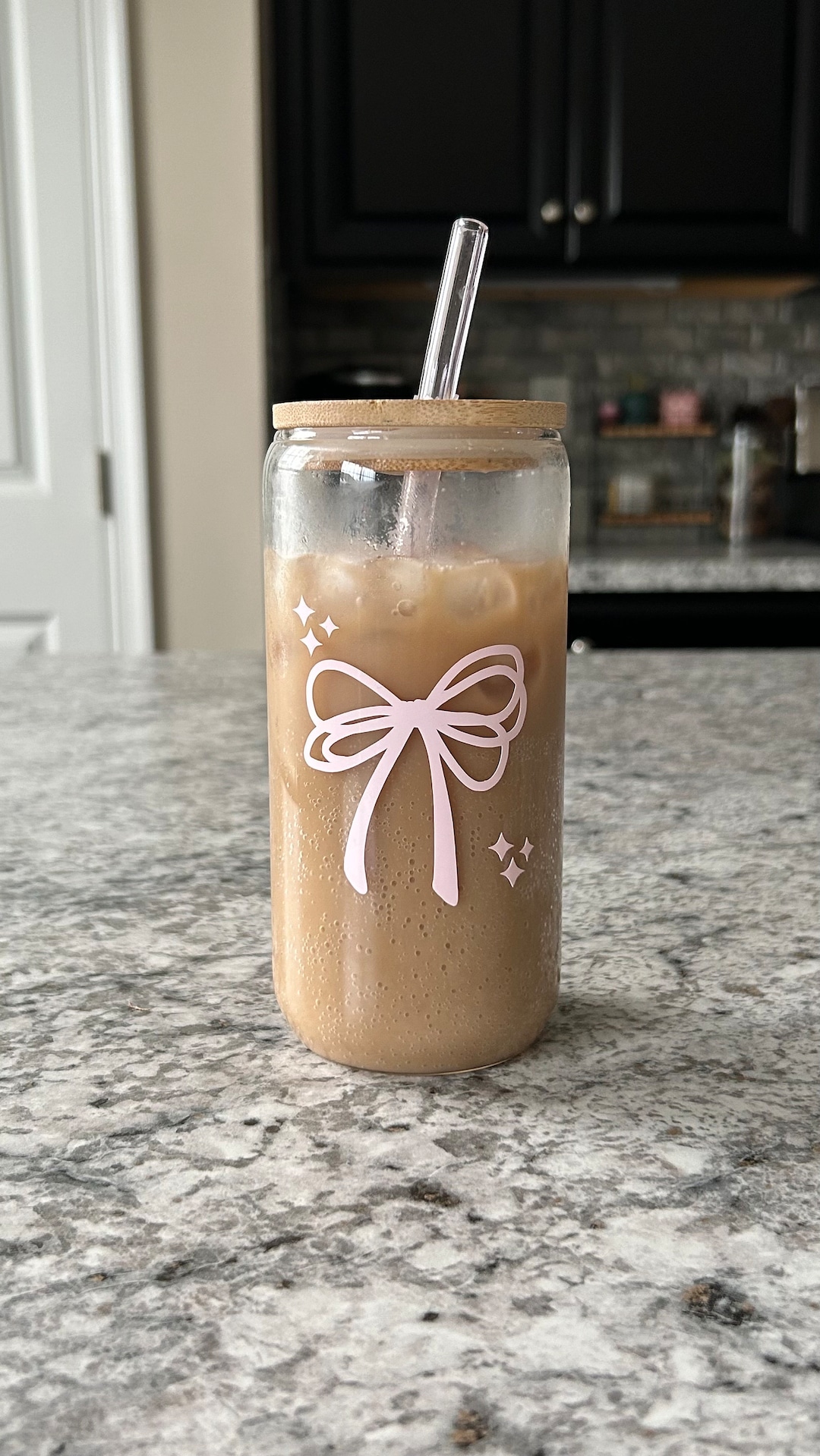 Pink Bow Sparkle Cup | Coquette Bow Glass | Cute Bow Glass | Valentine ...