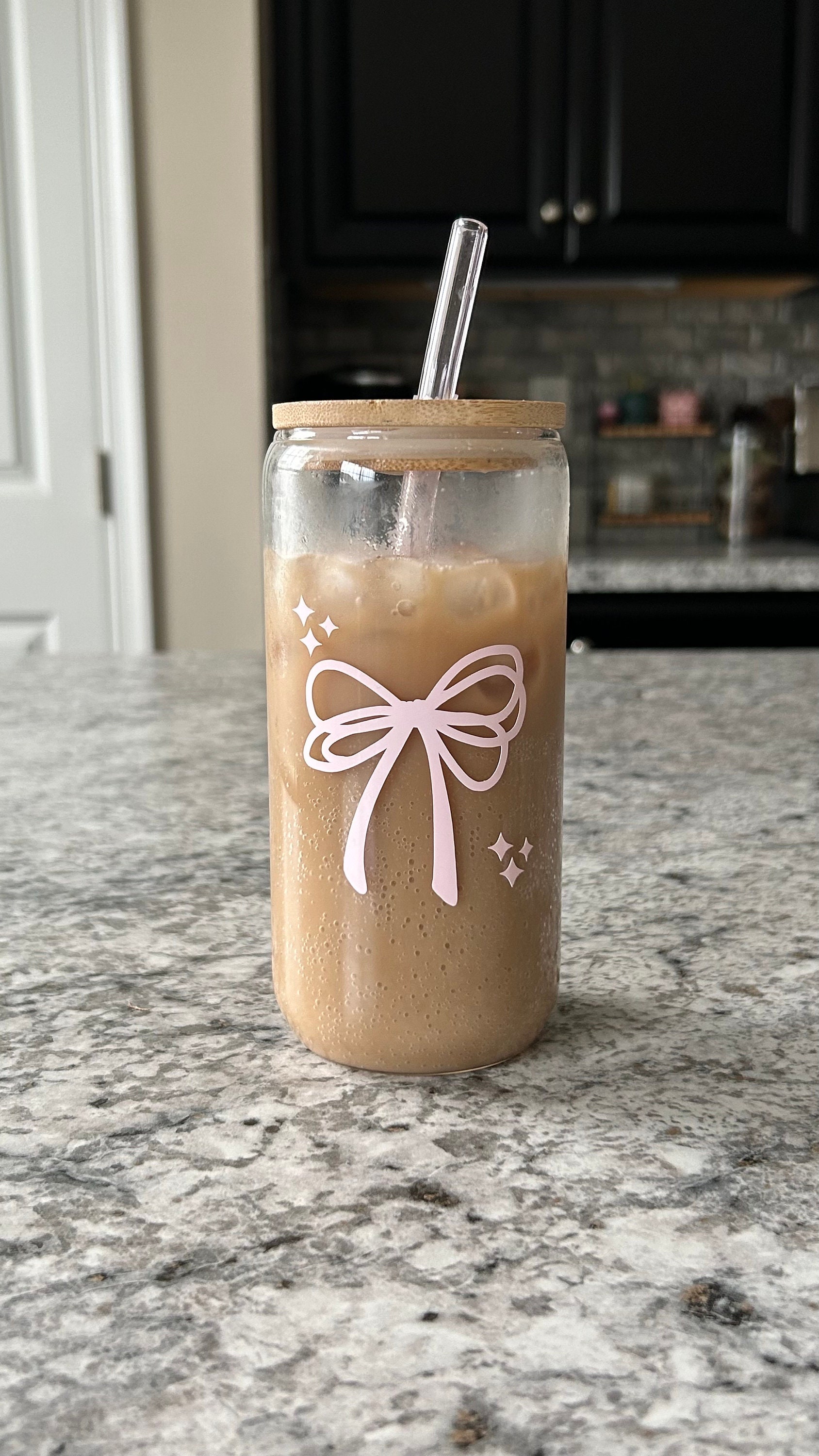 Pink Bow Sparkle Cup | Coquette Bow Glass | Cute Bow Glass | Valentine ...