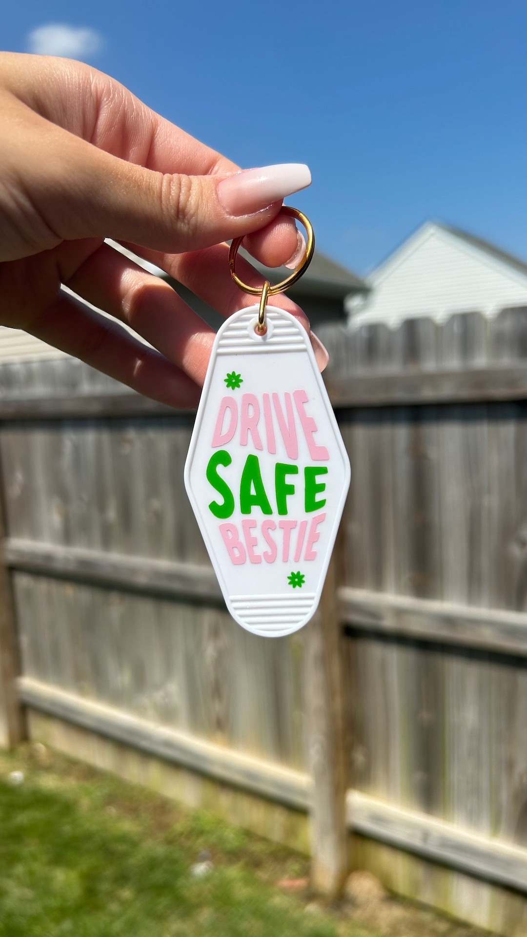 Drive Safe Bestie Motel Keychain | Cute Keychain | House Keys | Retro ...