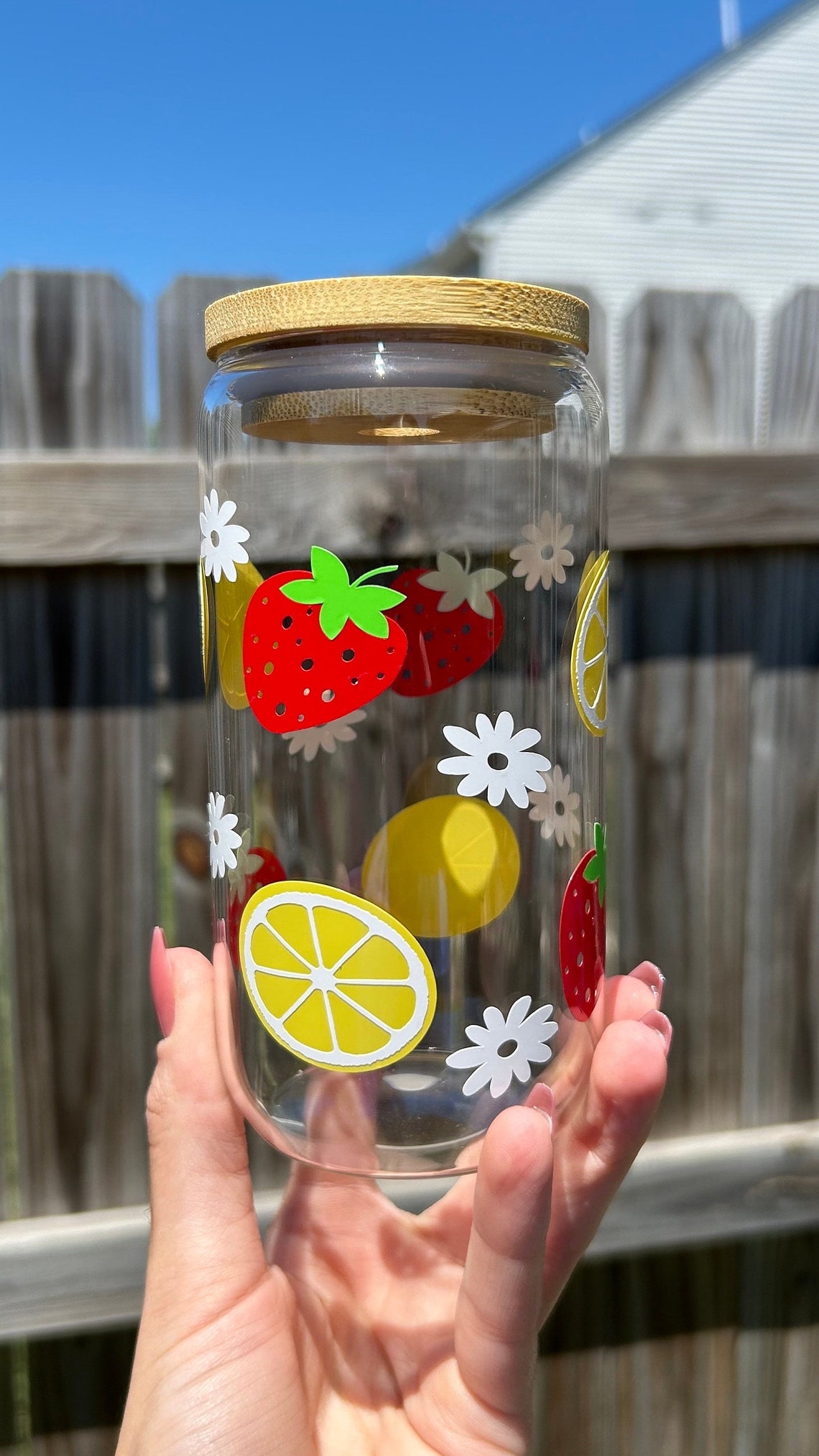 Strawberry Lemon Glass Cup | Strawberry Iced Coffee Cup | Beer Can ...