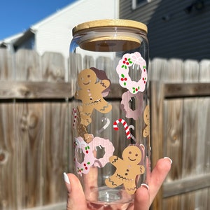 Gingerbread Christmas Cup | Holiday Glass Cup | Iced Coffee Glass With ...