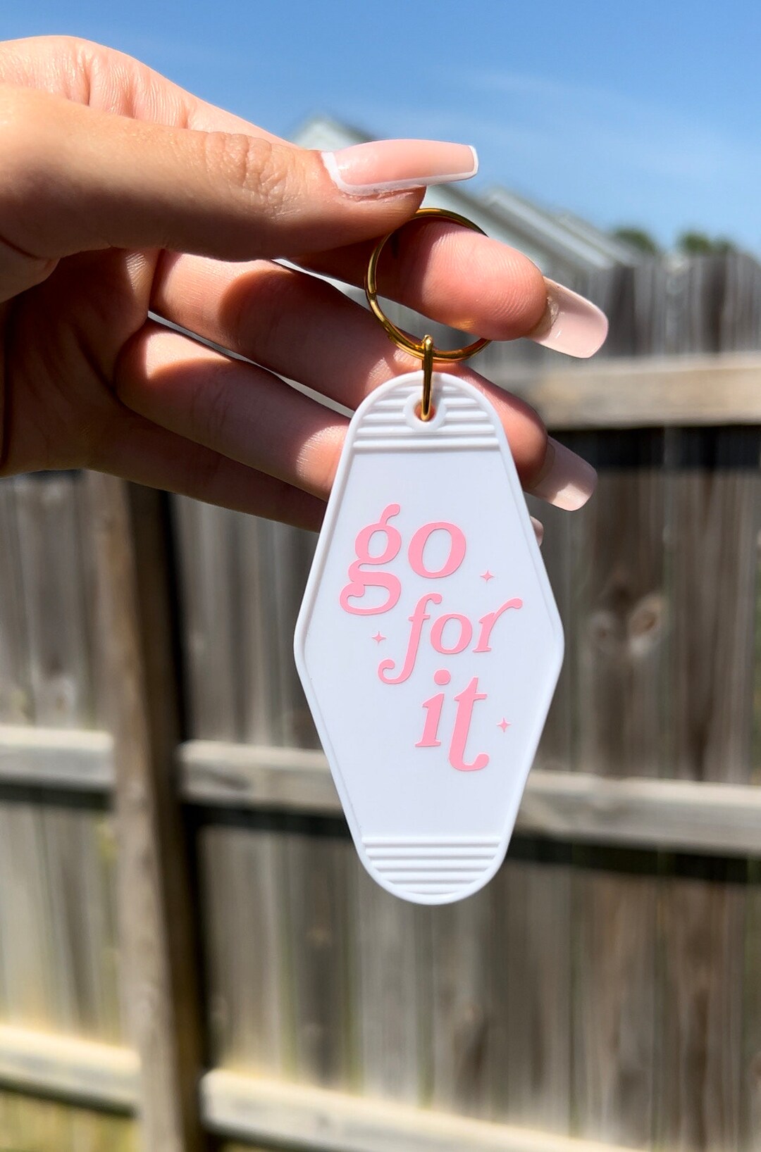 Go for It Keychain| Pink Motel Keychain | Cute Keychain | House Keys ...