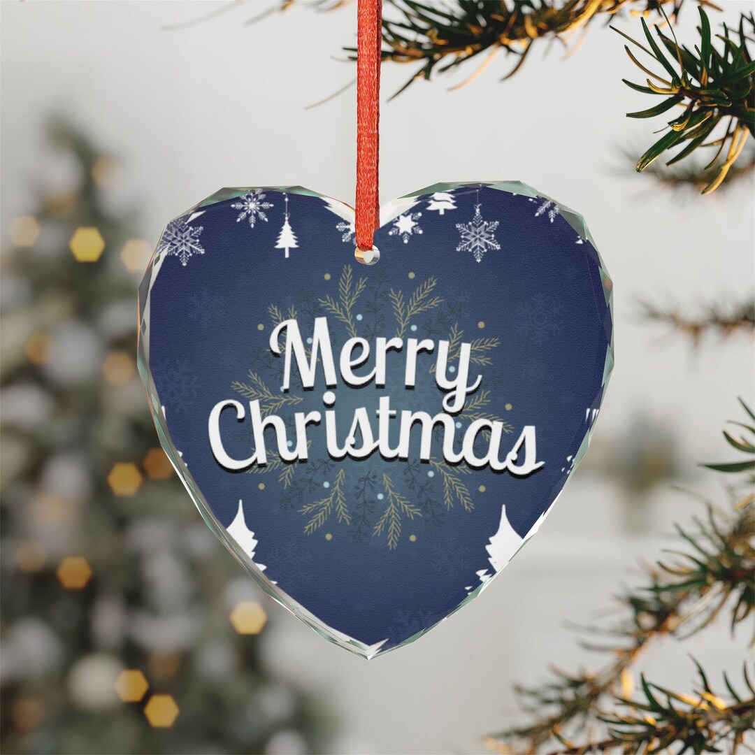 Heart-shaped Crystal Glass Christmas Ornament | Holiday Keepsake - Etsy