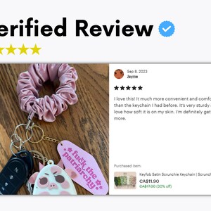 Keyfob Satin Scrunchie Keychain Pink Key Fob Ring Strong Keyring Sturdy ...