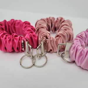 Keyfob Satin Scrunchie Keychain Pink Key Fob Ring Strong Keyring Sturdy ...