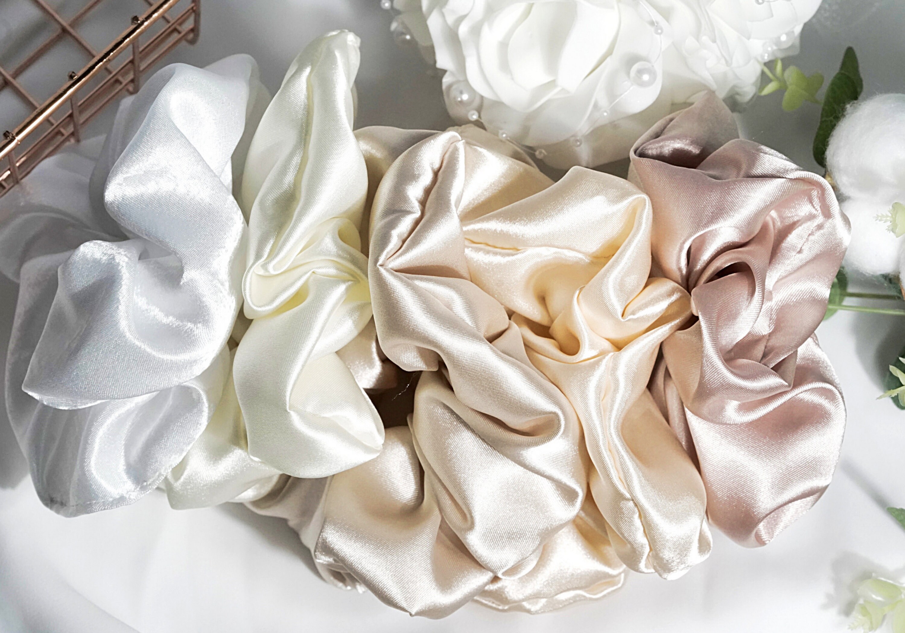 Bridal Scrunchie Hair Tie Soft Satin Scrunchie Nude | Etsy