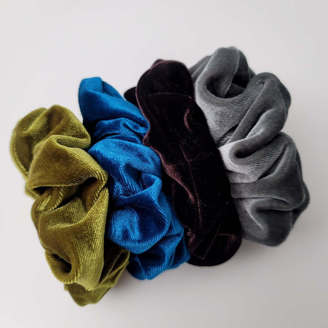 Stretch Velvet Scrunchie Soft Fabric Bright Colors Comfy Elastic Hair ...
