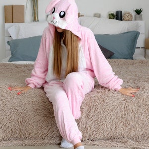 Pink Bunny Onesie, Bunny Onesie, Bunny Pajamas, Kigurumi, Animal Onesie ...