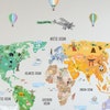 Country Names Colorful World Map Sticker, Animal World Map Decal, Peel ...