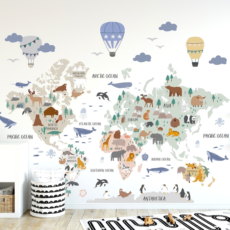 Childrens World Map - Etsy UK
