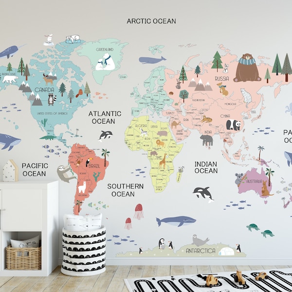 World Map Decal - Etsy