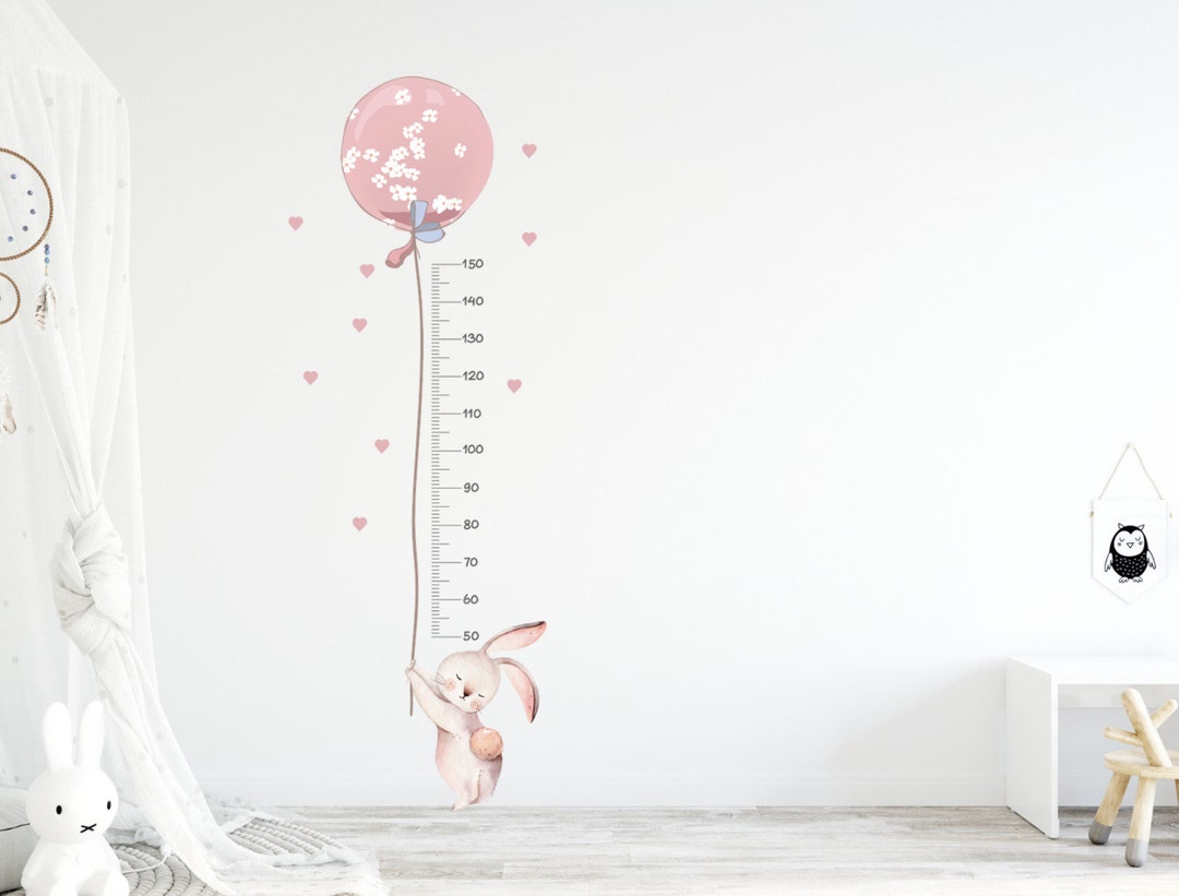 Girls Rabbit Growth Chart, Nursery Growth Chart, Watercolor Growth ...