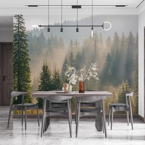 Forest Scenery Wallpaper, Forest Tree Wall Mural, Removable Wallpaper ...